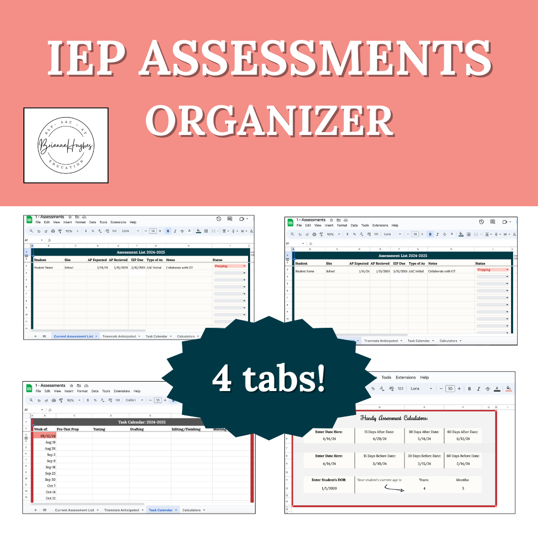 IEP Assessment Tracker for Special Education